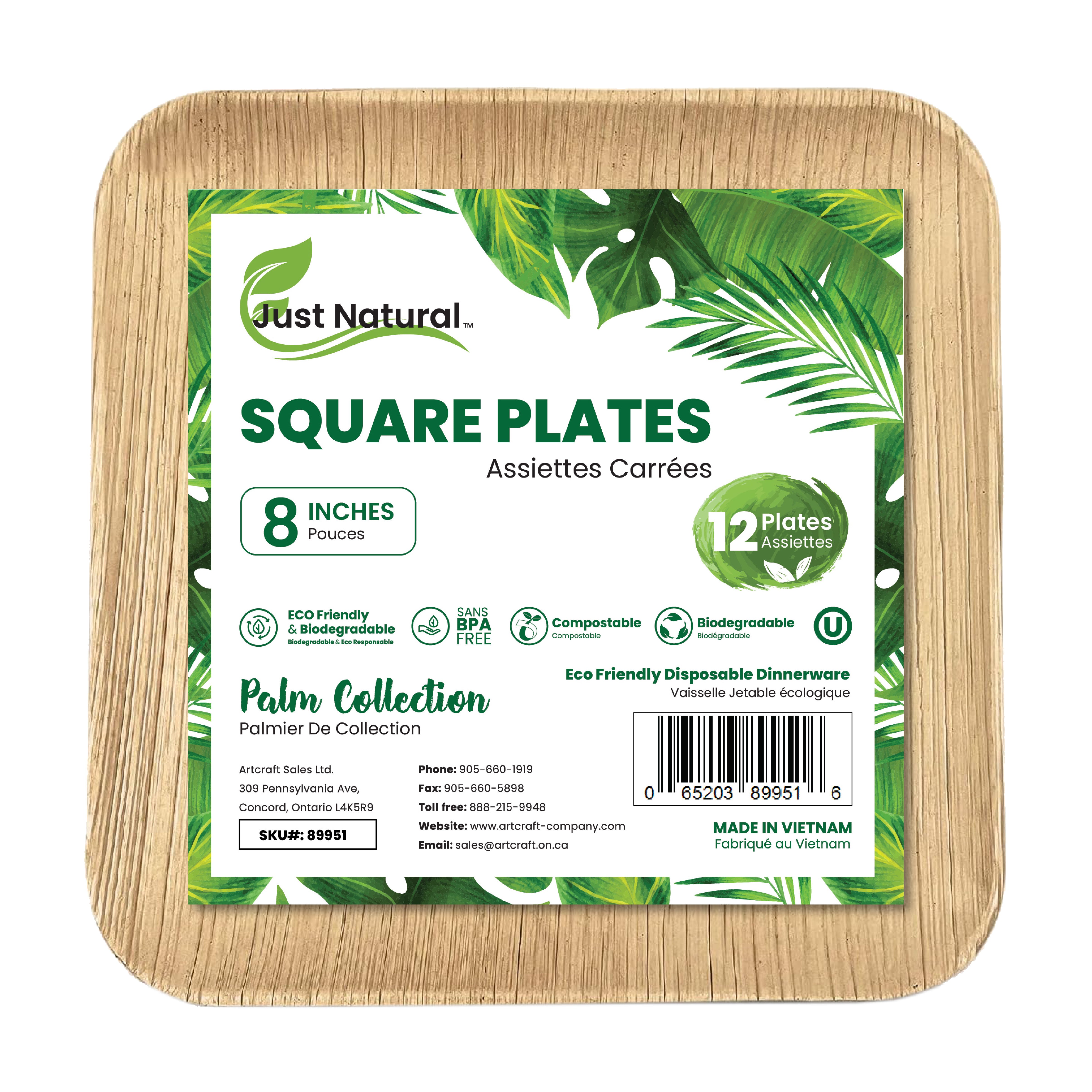 Just Natural Palm Leaf Plates Square - 8" Square Plates – Just Natural ...